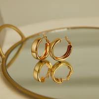 China Fashion Hip Hop Jewelry Earring Brass 14K Plated Real Gold Exaggerated Large Round Smooth Surface Hoop Earrings for sale