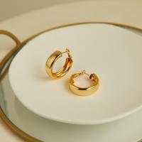 China Fashion Hip Hop Jewelry Earring Brass 14K Plated Real Gold Exaggerated Large Round Smooth Surface Hoop Earrings for sale