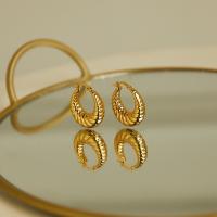 China New Style 14K Gold Plated Croissant Shape Stainless Steel Hoop Earrings for sale