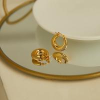 China New Style 14K Gold Plated Croissant Shape Stainless Steel Hoop Earrings for sale