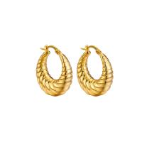 China New Style 14K Gold Plated Croissant Shape Stainless Steel Hoop Earrings for sale