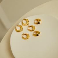 China Fashion Design 14K Gold Plated Geometric Semi Circular Female Minimalist Smooth U Shaped Earrings Hoop Earrings for sale