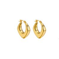 China Fashion Design 14K Gold Plated Geometric Semi Circular Female Minimalist Smooth U Shaped Earrings Hoop Earrings for sale
