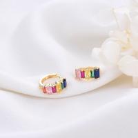 China Fashion Design Rainbow Jewelry Hoop Earring 14K Gold Plated Multicolor Zircon Women's Earrings for sale