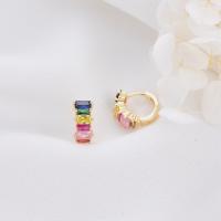 China Fashion Design Rainbow Jewelry Hoop Earring 14K Gold Plated Multicolor Zircon Women's Earrings for sale