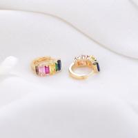 China Fashion Design Rainbow Jewelry Hoop Earring 14K Gold Plated Multicolor Zircon Women's Earrings for sale