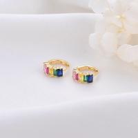 China Fashion Design Rainbow Jewelry Hoop Earring 14K Gold Plated Multicolor Zircon Women's Earrings for sale