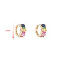 China Fashion Design Rainbow Jewelry Hoop Earring 14K Gold Plated Multicolor Zircon Women's Earrings for sale