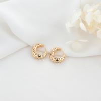 China Factory Direct Fashion Design Jewelry 14K Gold Plated Circular Hollow Circular Wave Pattern Hoop Earrings Women's Ear Buckle for sale