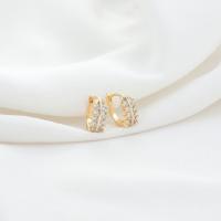 China New Design 14K Gold Plated Inlaid Zircon Huggie Hoop Earrings for sale