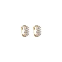 China New Design 14K Gold Plated Inlaid Zircon Huggie Hoop Earrings for sale