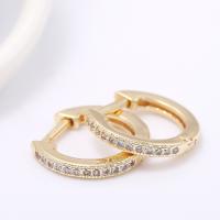 China Fashion Design 14K Gold Plated Zircon Inlaid Round Huggie Earrings for Women's Jewelry Earring for sale