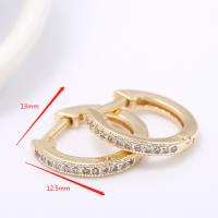 China Fashion Design 14K Gold Plated Zircon Inlaid Round Huggie Earrings for Women's Jewelry Earring for sale