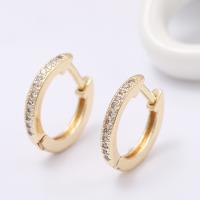 China Fashion Design 14K Gold Plated Zircon Inlaid Round Huggie Earrings for Women's Jewelry Earring for sale