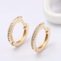 China Fashion Design 14K Gold Plated Zircon Inlaid Round Huggie Earrings for Women's Jewelry Earring for sale