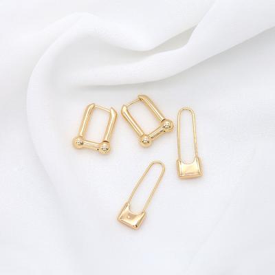 China Factory Wholesale 14K Gold Plated Brass Hoop Huggie Earrings Fashion Women's Jewelry Earring for sale
