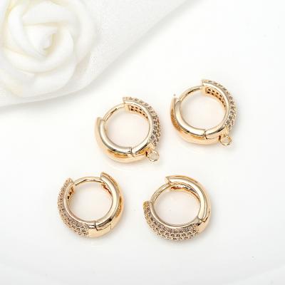 China Fashion 14K Gold Plated Zircon Inlaid Women's Hoop Earrings Diy Jewelry Earring Looped Ear Buckles for sale