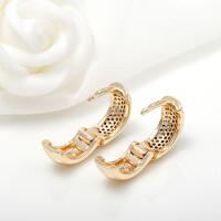 China Fashion 14K Gold Plated Zircon Inlaid Women's Hoop Earrings Diy Jewelry Earring Looped Ear Buckles for sale