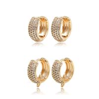 China Fashion 14K Gold Plated Zircon Inlaid Women's Hoop Earrings Diy Jewelry Earring Looped Ear Buckles for sale