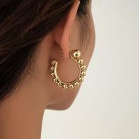 China Wholesale Fashion Brass 14K Gold Plated Spherical Hoop Earrings Birthday Party Jewelry Gift for Women for sale