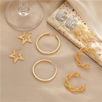 China 14K Gold-Plated Earring Zircon Large Hoop Earrings 925 Silver Needle Five-Pointed Star Twist Earrings for Women for sale