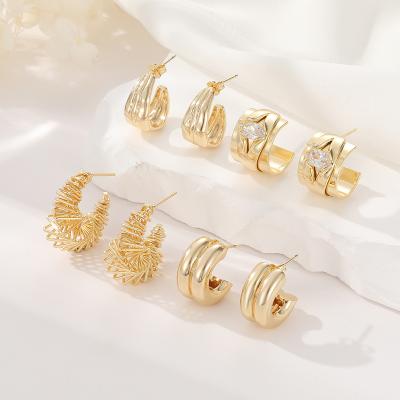 China Hot Sale High End Womens Nickle Free Gold Coated Hoop Earrings Gold Plated Jewelry for sale