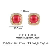 China Hot Selling 18K Gold Plated Fashion Temperament Sugar Cube Zircon Dubai Earring Silver Post Women's Jewelry Studs Earrings for sale