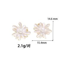 China Factory Wholesale Brass Enamel Pearl Sterling Silver Stud Earring Women Fashion Jewelry Flower Earrings for sale
