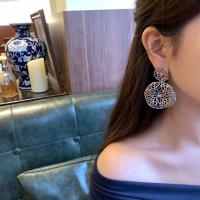 China Wholesale Fashion Brass  Plated 14K Gold Statement Double Round Flower Stud Earring WaterproofVintage Jewelry Party Earrings for sale