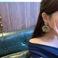 China Wholesale Fashion Brass  Plated 14K Gold Statement Double Round Flower Stud Earring WaterproofVintage Jewelry Party Earrings for sale