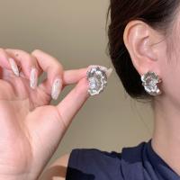 China Fashion New Design Women Jewelry Earrings Pink and White Zircon Flower Petals 925 Silver Post with Left and Right Studs Earring for sale