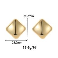 China 2025 New Design Brass 18K Gold Plated 3D Stereoscopic Square Earring with Smooth Hollow Jewelry Studs Earrings for sale