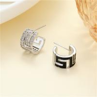 China Wholesale High Quality Jewelry Earrings Sliver Trendy CZ Brass Enamel Black Palladium Stud Earrings Plating for Women for sale