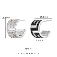 China Wholesale High Quality Jewelry Earrings Sliver Trendy CZ Brass Enamel Black Palladium Stud Earrings Plating for Women for sale