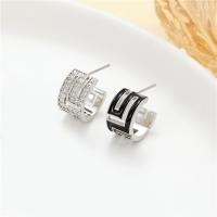 China Wholesale High Quality Jewelry Earrings Sliver Trendy CZ Brass Enamel Black Palladium Stud Earrings Plating for Women for sale