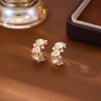 China 2025 New Fashion Brass Zircon Earrings 14K Gold Plated  CZ  Flower Shape Women Ear Hoop Jewelry Accessories for sale