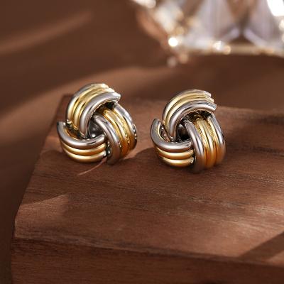 China Factory Wholesale New Simple Personality Wrapped Circle Twist Stud Brass Gold Plated Jewelry Earrings for Women for sale