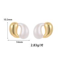 China Factory Wholesale New Fashionable Jewelry Vintage Brass 14K Gold-plated Geometric C-shaped Enamel Earrings for sale