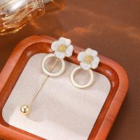 China Fashion Earrings Jewelry Trendy 2025 Newest Women 14K Gold Plated Camellia Enamel Flower Hoop Earrings for sale