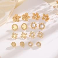 China Fashion Brass Gold Plated Earring Round Mosquito Coil Flower Pearl Inlaid Zircon Studs DIY Geometric Women's Jewelry Earrings for sale