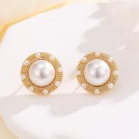 China Fashion Brass Gold Plated Earring Round Mosquito Coil Flower Pearl Inlaid Zircon Studs DIY Geometric Women's Jewelry Earrings for sale