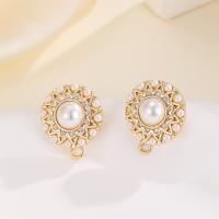 China Fashion Brass Gold Plated Earring Round Mosquito Coil Flower Pearl Inlaid Zircon Studs DIY Geometric Women's Jewelry Earrings for sale