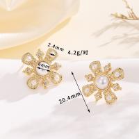 China Fashion Brass Gold Plated Earring Round Mosquito Coil Flower Pearl Inlaid Zircon Studs DIY Geometric Women's Jewelry Earrings for sale