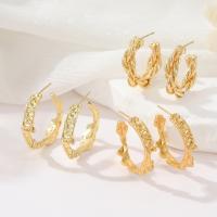 China Popular Silver Needle Fashion C Ring Earring Vintage Old Gold Folded Irregular Women's Jewelry Earrings for sale