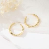 China Popular Silver Needle Fashion C Ring Earring Vintage Old Gold Folded Irregular Women's Jewelry Earrings for sale
