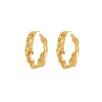 China Popular Silver Needle Fashion C Ring Earring Vintage Old Gold Folded Irregular Women's Jewelry Earrings for sale