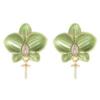 China Brass 14K Gold Plated 925 Silver Needle Zircon Dragon Flower Butterfly Enamel Leaf DIY Jewelry Earrings Accessories for sale