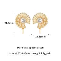 China Brass 14K Gold Plated 925 Silver Needle Zircon Dragon Flower Butterfly Enamel Leaf DIY Jewelry Earrings Accessories for sale