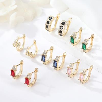 China 14K Gold Plated Fashion Jewelry Hoop Earing Cubic Zircon Earrings Jewelry Accessories for Women for sale