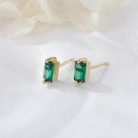 China Custom 14K Gold Plated Brass Mini Cubic Zirconia Red Heart Stone Diamond Stud Earrings Jewellery Wholesale for Women for sale